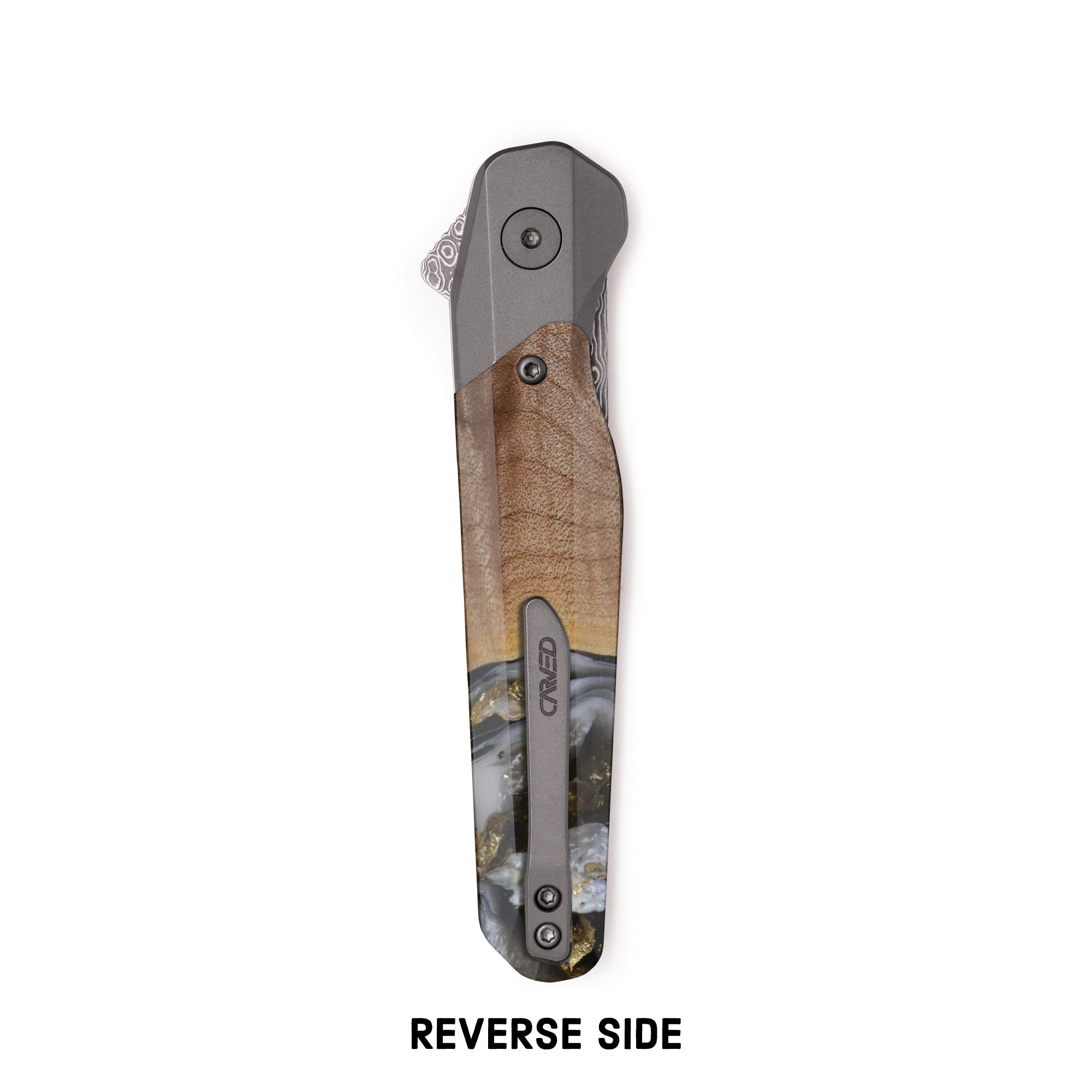 Live Edge Wood Pocket Knife - Donald (Metallic, 773123) - Carved